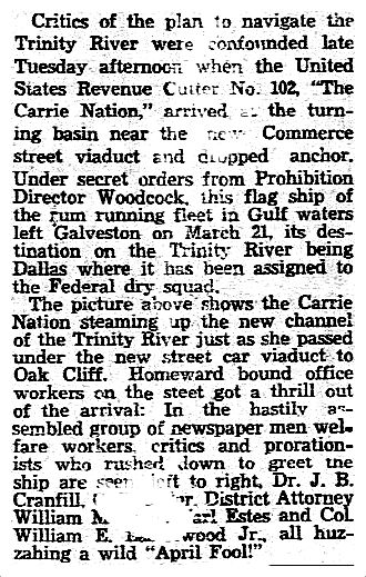 U.S. Revenue Cutter “Carrie Nation” Successfully Navigates the Trinity ...