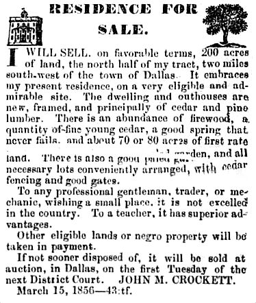 Ads for Slaves Lost, Found, and For Sale in the Pages of The Dallas ...