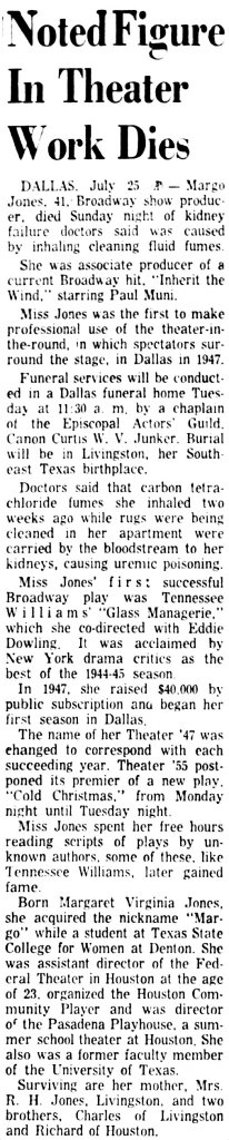 Margo Jones & Jim Beck: Both Legends in Their Fields, Both Victims of ...