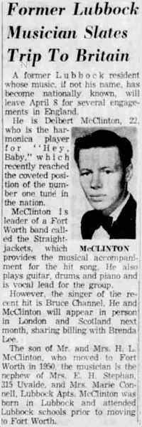 Bruce Channel, Delbert McClinton, and The Beatles — 1962 | Flashback ...