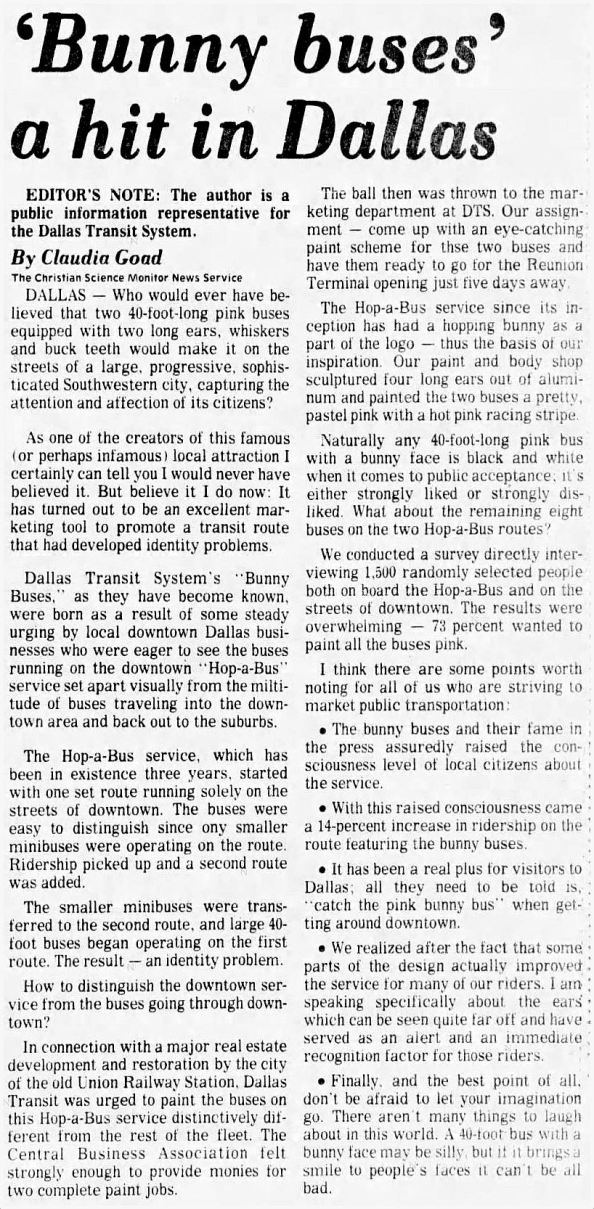 Hoppy Holidays from Hop-a-Bus — 1984 | Flashback : Dallas